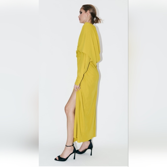 Zara | Dresses | Zara Draped Zw Collection Lemon Color Dress | Poshmark